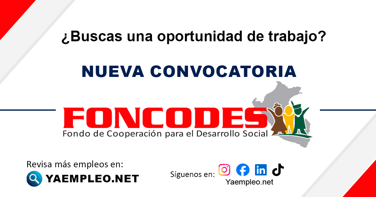 Convocatoria FONCODES mayo 2026: 5 vacantes para Especialistas ...