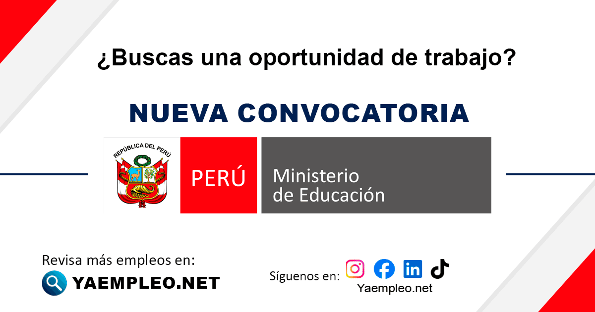 Convocatoria MINEDU mayo 2026: 12 vacantes para Coordinadores ...