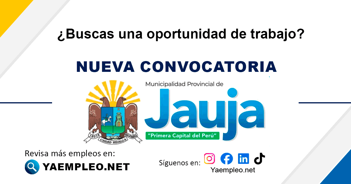 MUNICIPALIDAD DE JAUJA – 34 vacantes para Jefes, Subgerentes ...